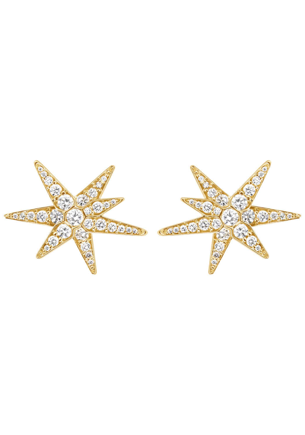 OLE LYNGGAARD 18KYG Medium Funky Stars Diamond Earrings — Oster