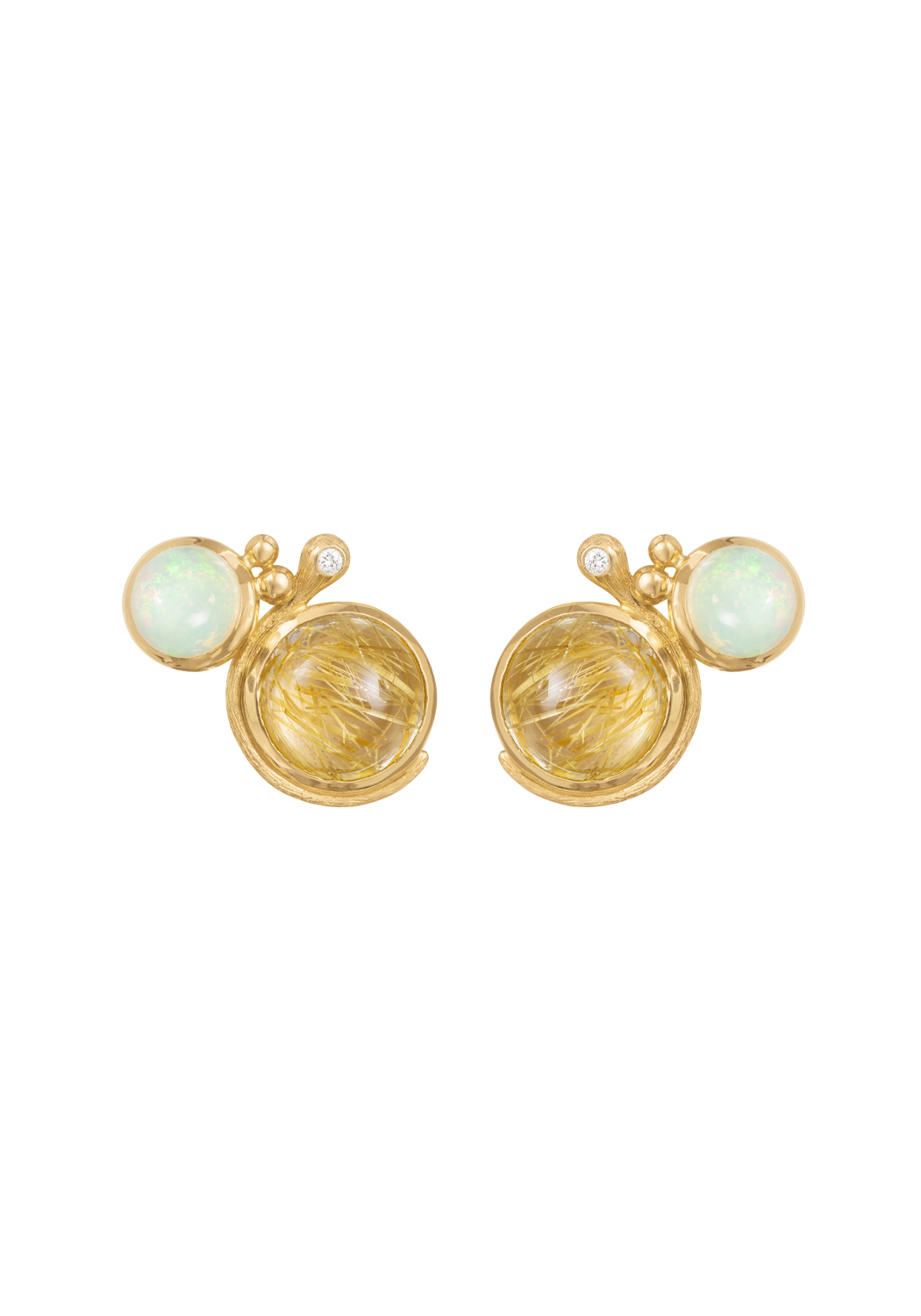 Ole Lynggaard Lotus 18KYG Opal & Rutile Quartz Stud Earrings — Oster ...